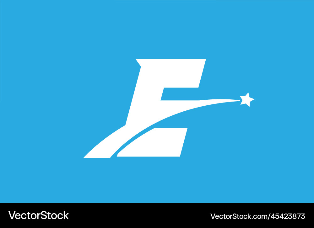 E white alphabet letter logo icon with star Vector Image