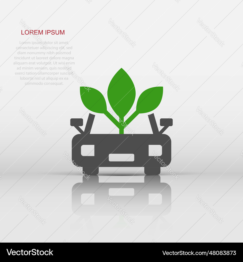 Eco car icon in flat style leaf and auto on white Vector Image