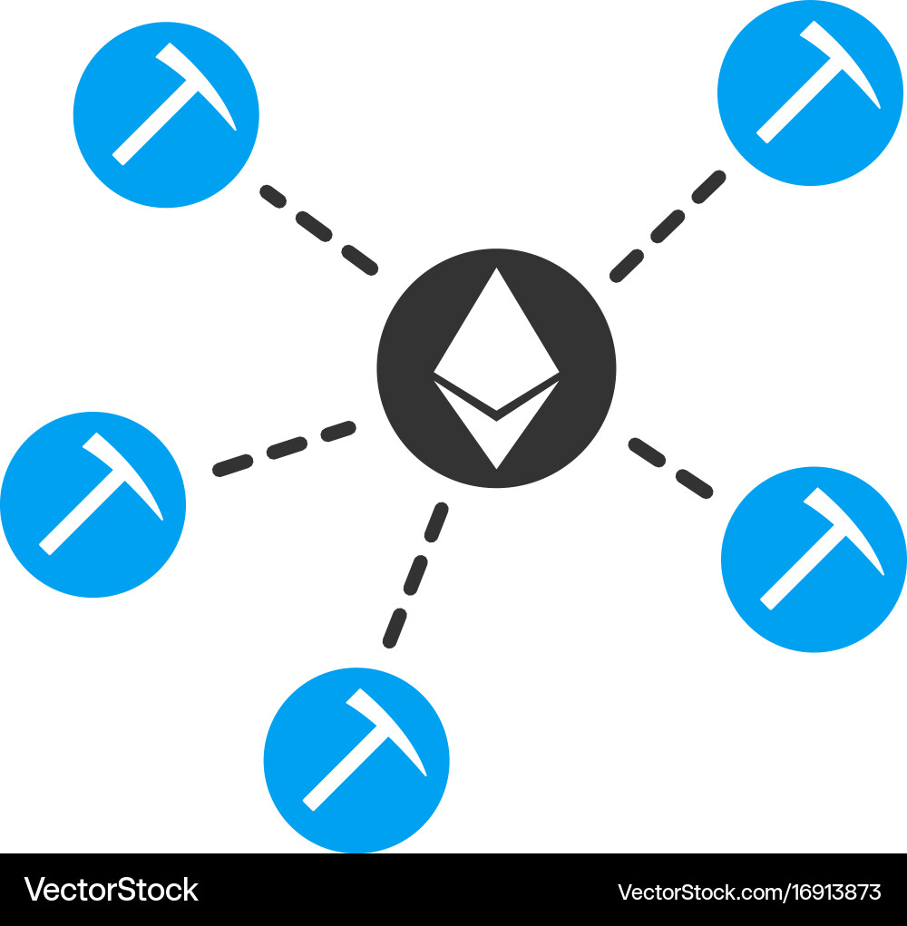 Ethereum mining pool flat icon Royalty Free Vector Image