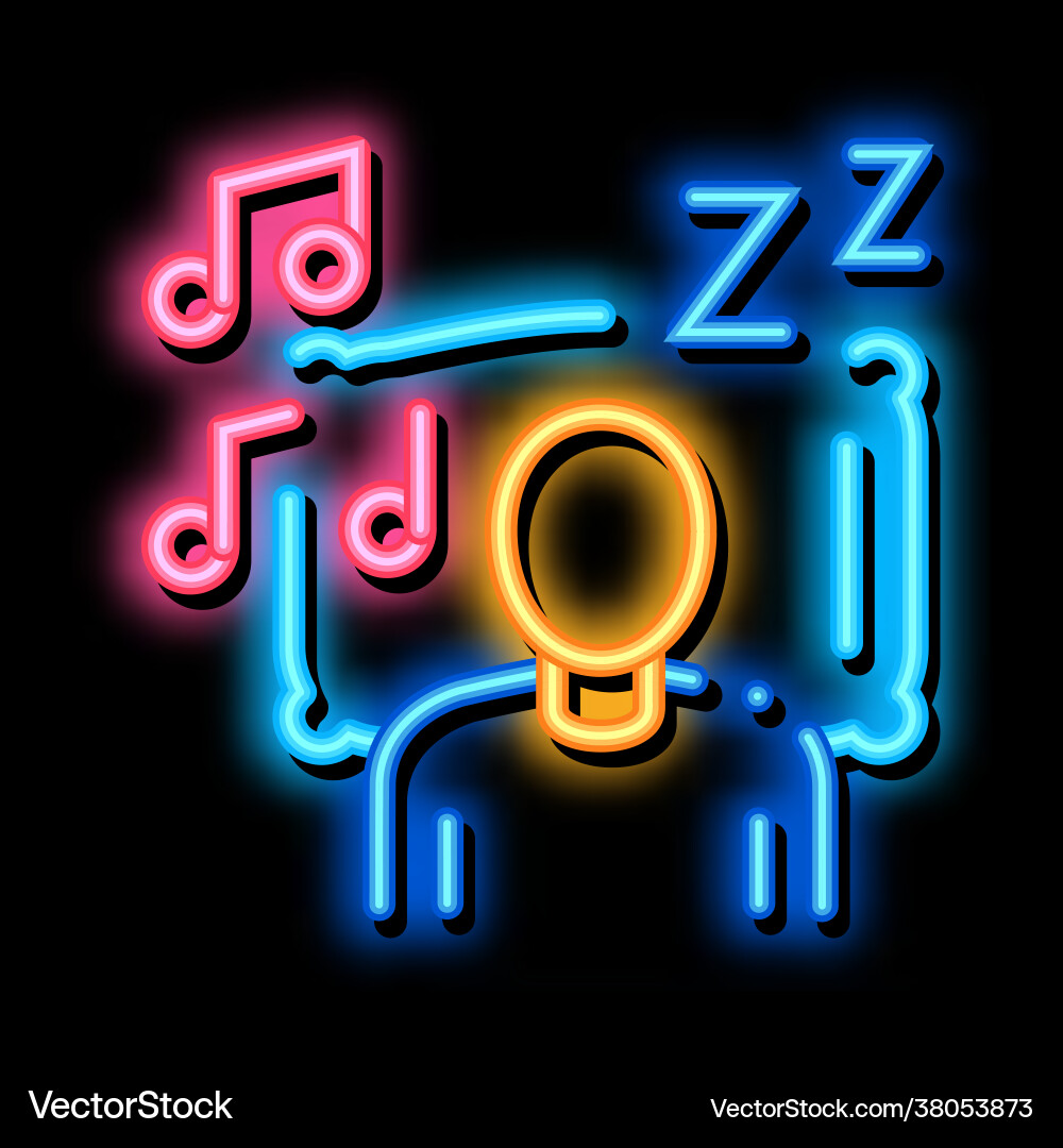 Fall asleep to music neon glow icon Royalty Free Vector