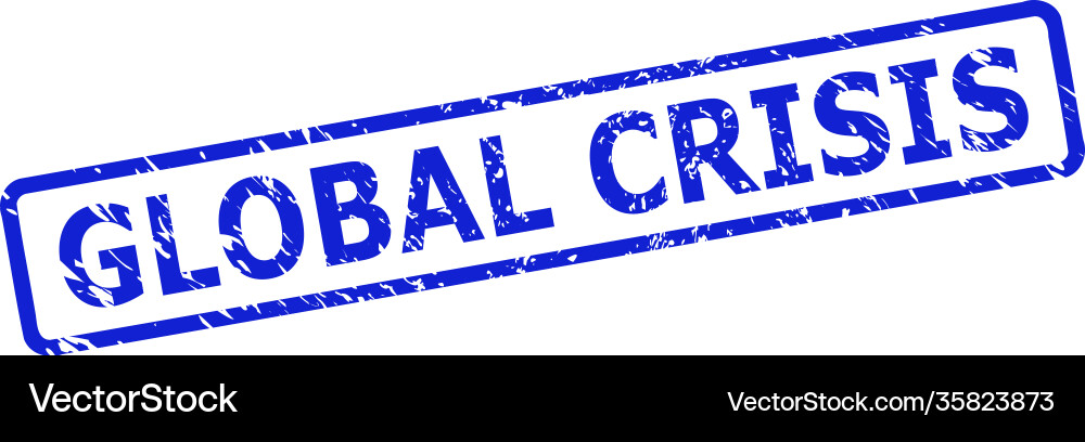 Global crisis seal with grunge texture and rounded