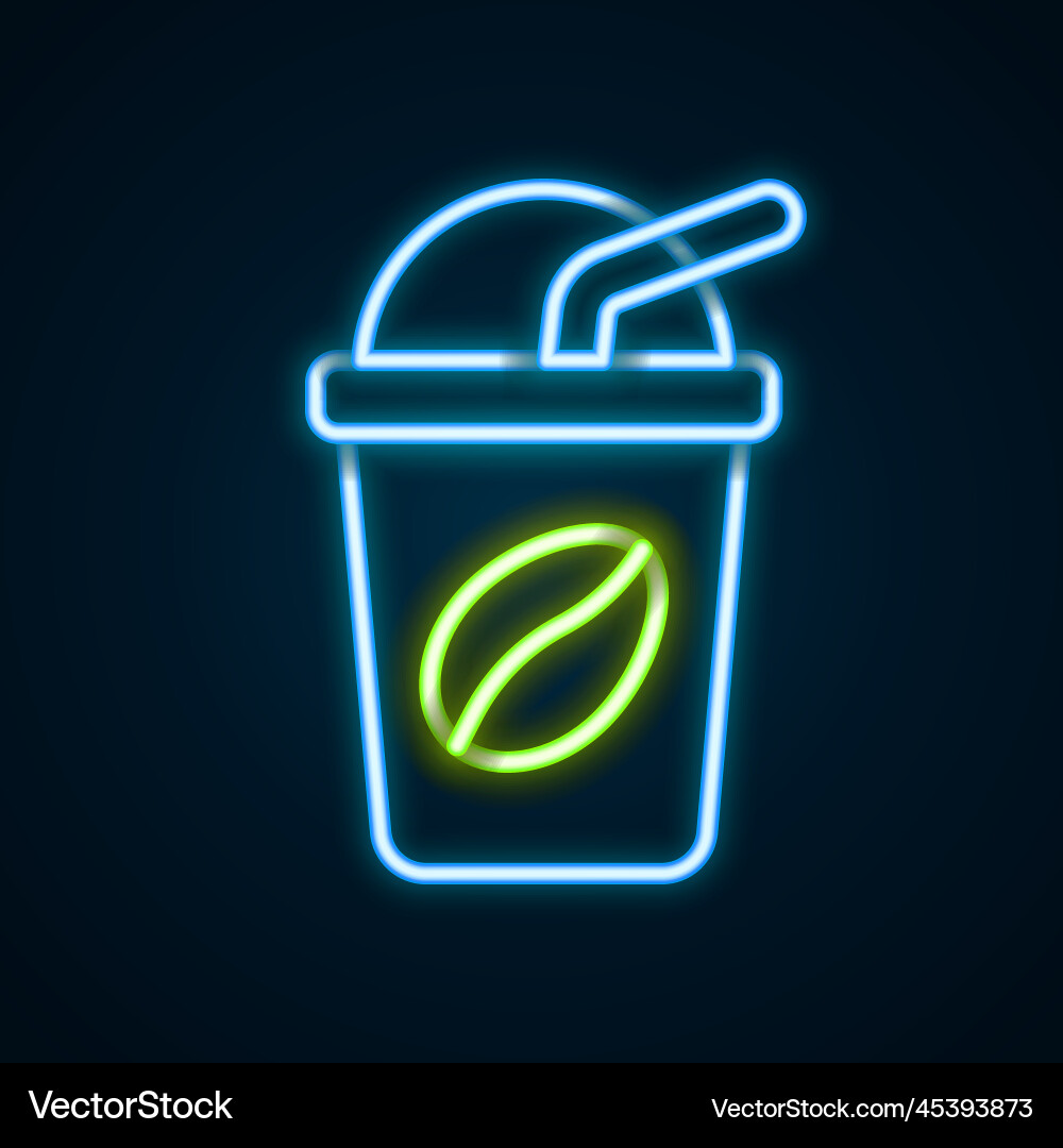 Glowing neon line iced coffee icon isolated Vector Image