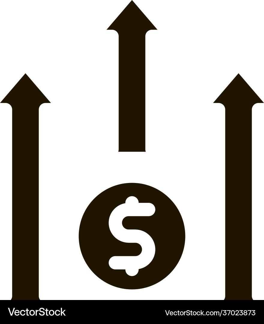 Grow arrow dollar icon glyph Royalty Free Vector Image
