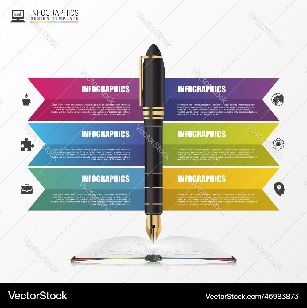 Infographics design template business pen Vector Image