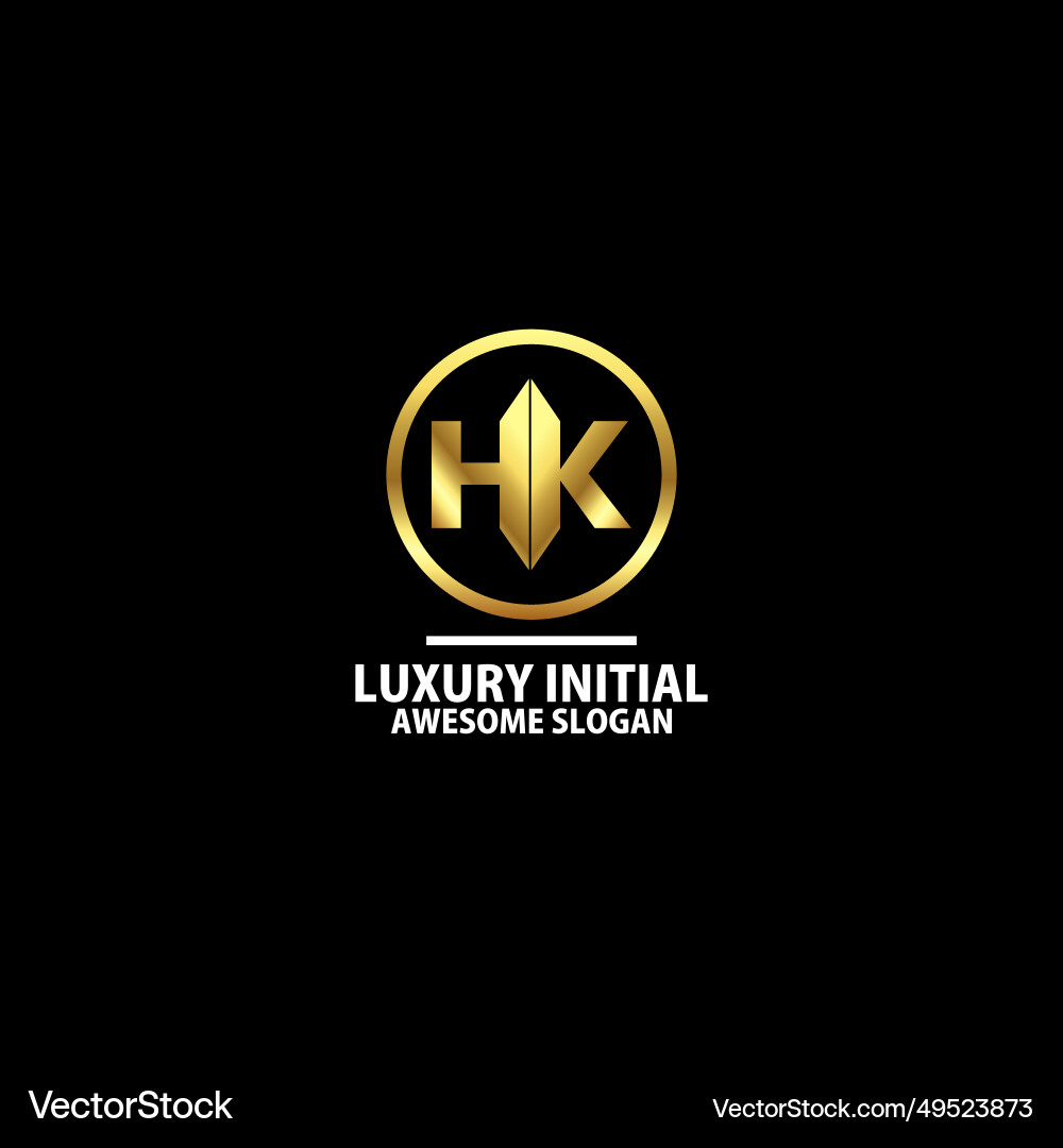 Initial h k with circle logo design luxury color Vector Image