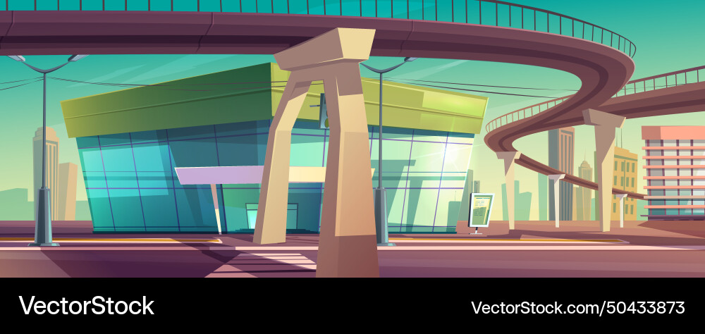 Modern city building and flyover road Royalty Free Vector