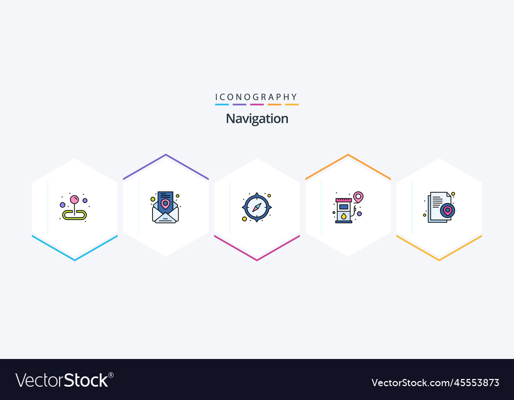 Navigation 25 filledline icon pack including Vector Image