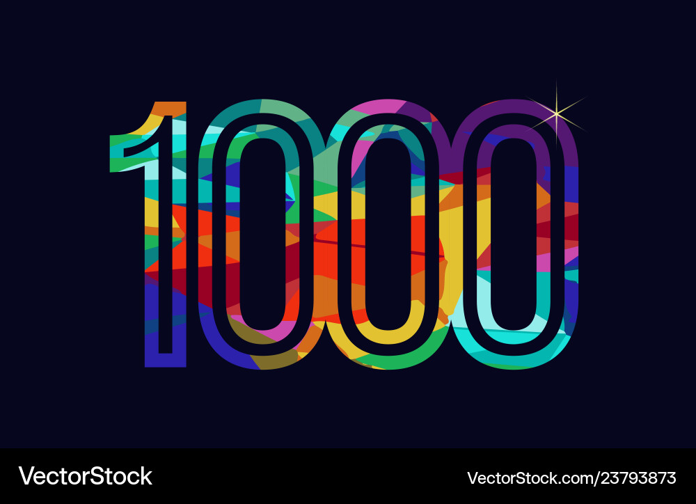 Rainbow colored number 1000 logo company icon Vector Image