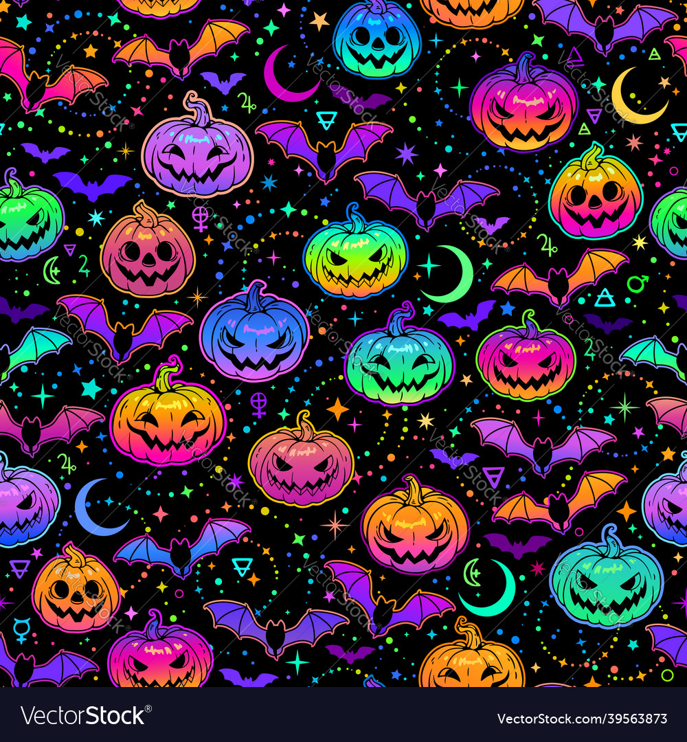 Seamless pattern of bright multicolored halloween Vector Image