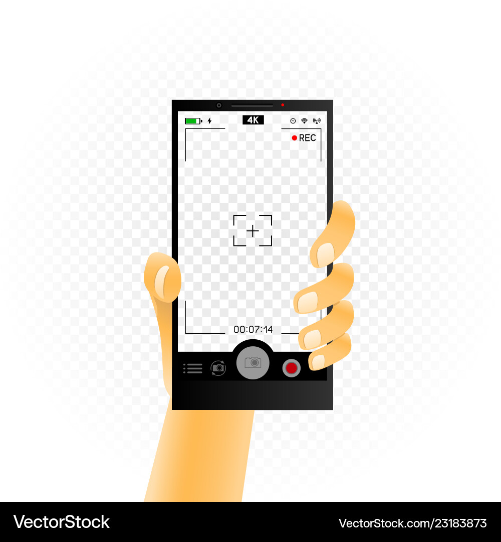 Smartphone in hand and recording video Royalty Free Vector