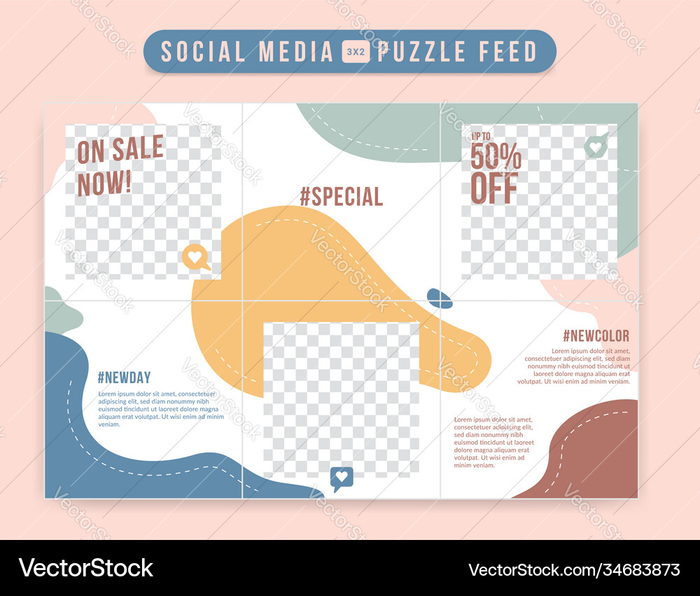 Sweet and cute editable social media grid post Vector Image