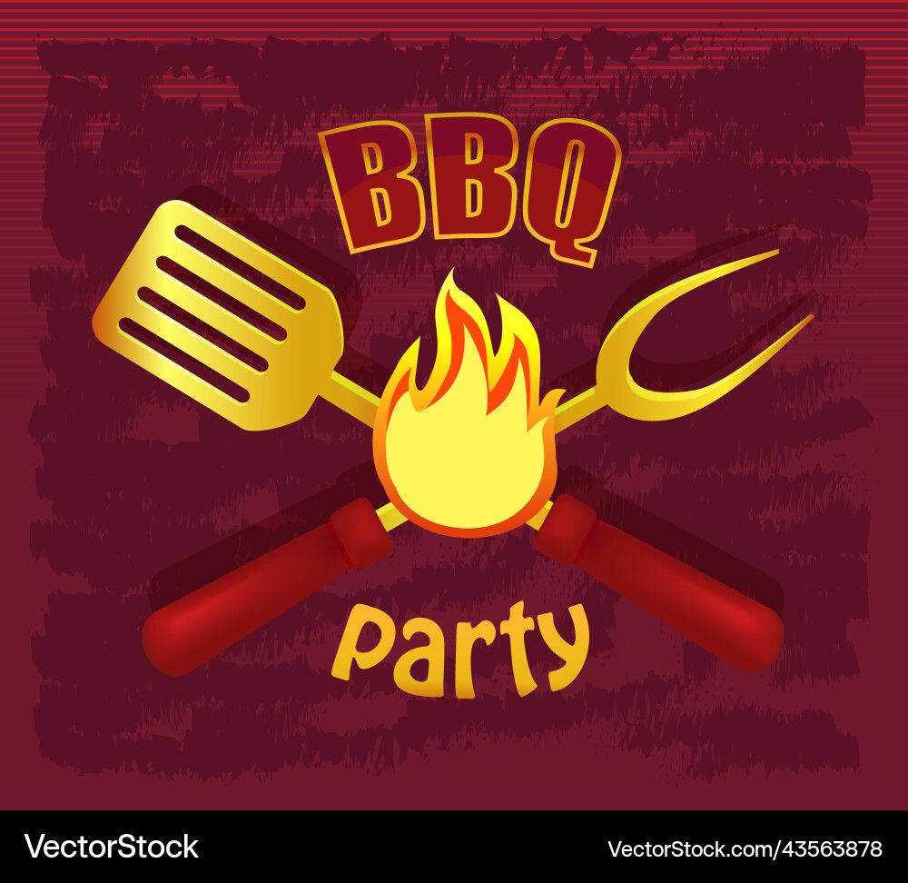 Bbq party logo template emblem for cafe grilled Vector Image