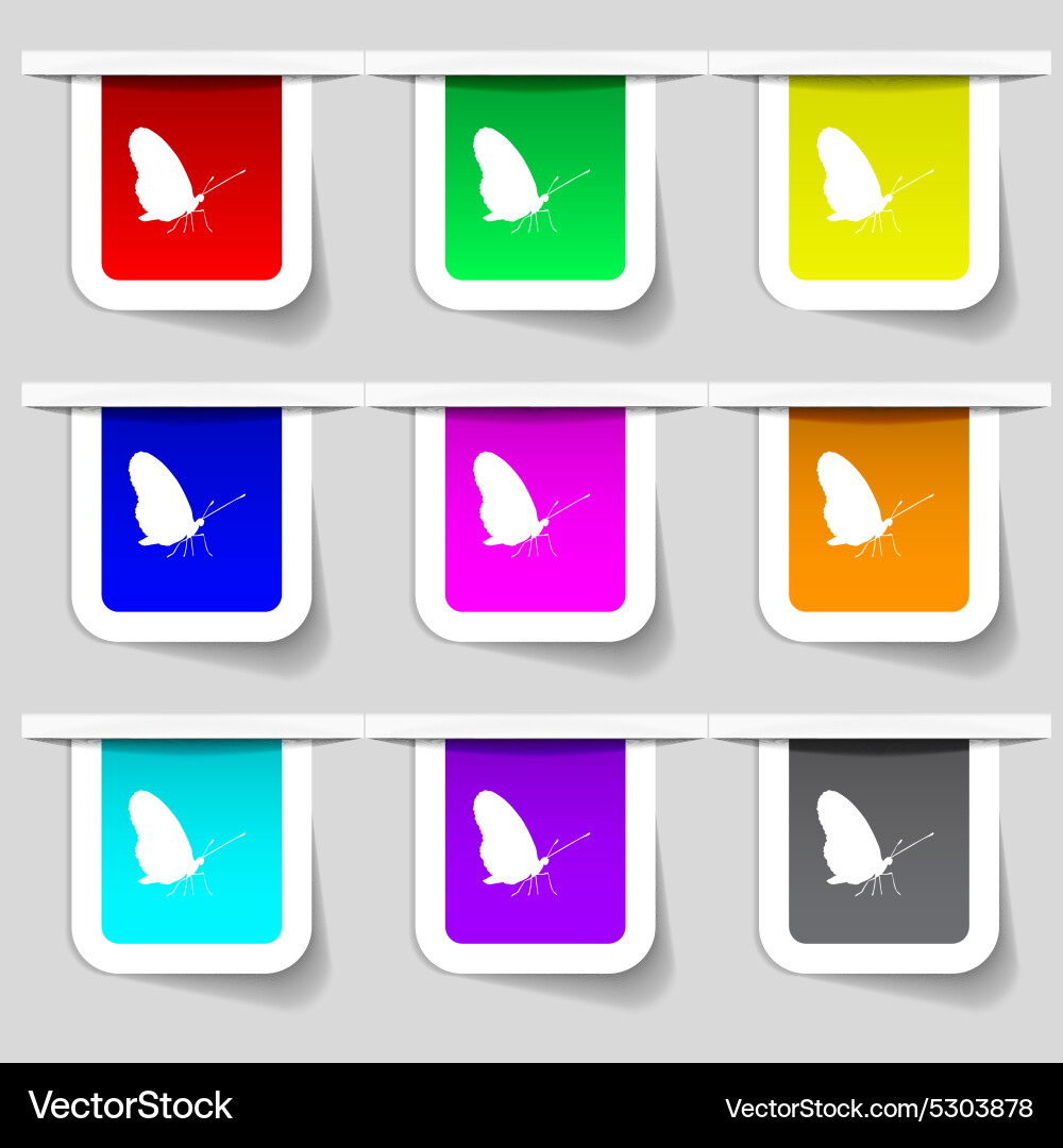 Butterfly icon sign set multicolored modern Vector Image