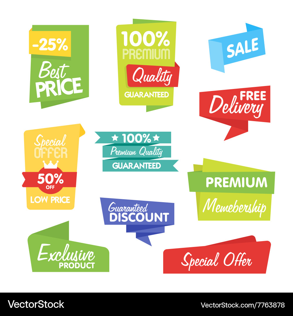 Collection of abstract label sticker tags Vector Image