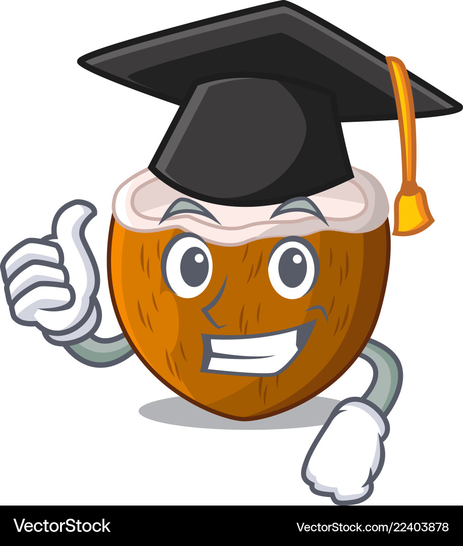 Graduation cartoon delicious ripe coconuts Vector Image