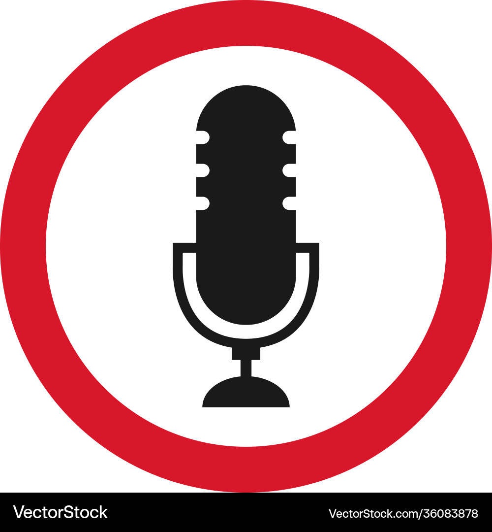 No recording sign microphone sign icon Royalty Free Vector