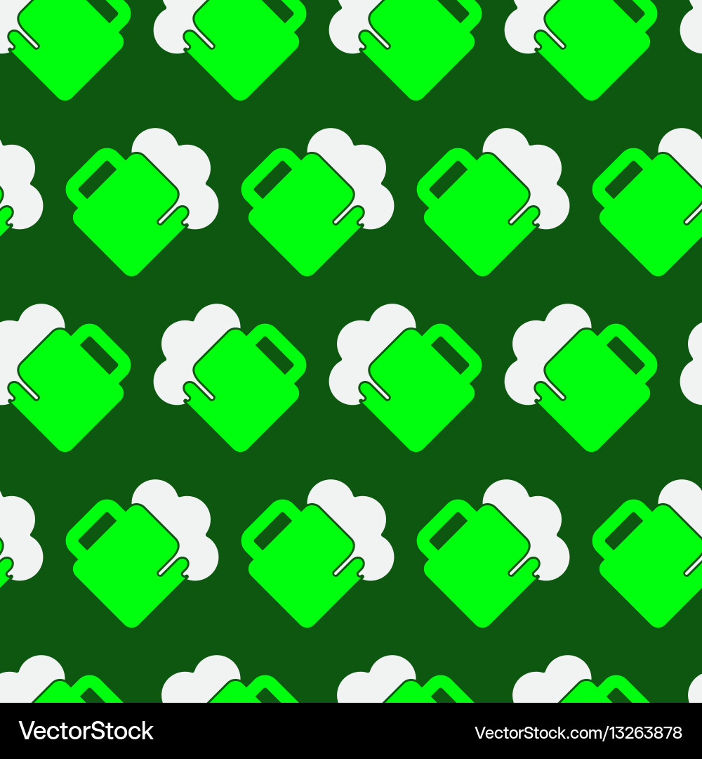 Seamless pattern - green white beer with froth Vector Image