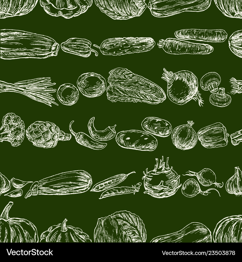 Seamless pattern of various vegetables sketches Vector Image