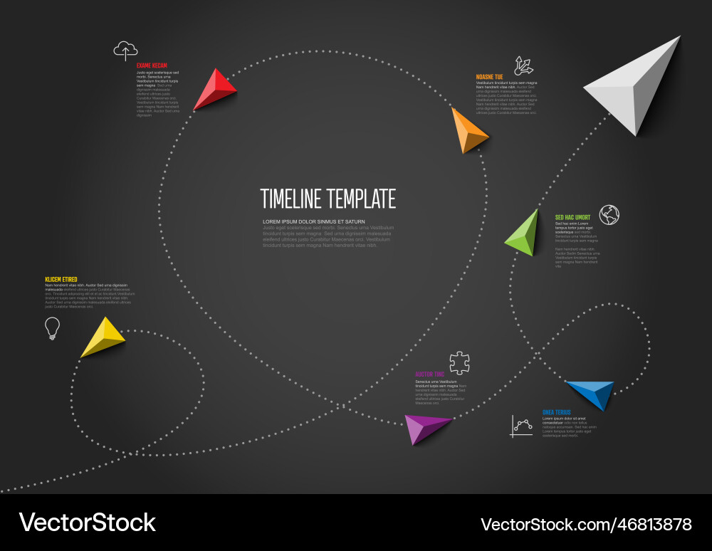 Simple dark timeline with color pyramid arrows Vector Image