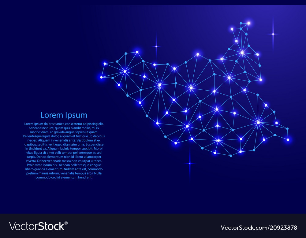 South sudan map of polygonal mosaic lines network Vector Image