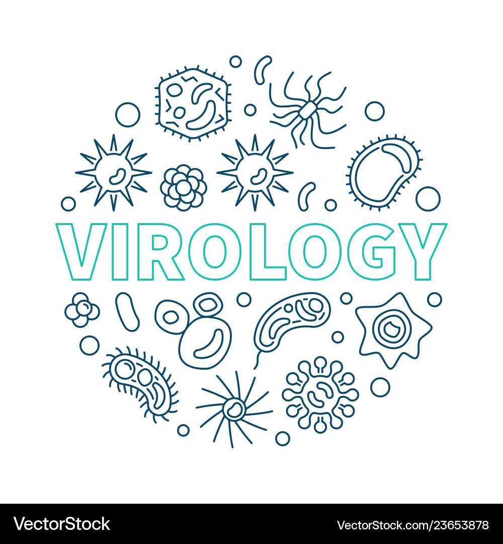 Virology round creative outline biology Royalty Free Vector