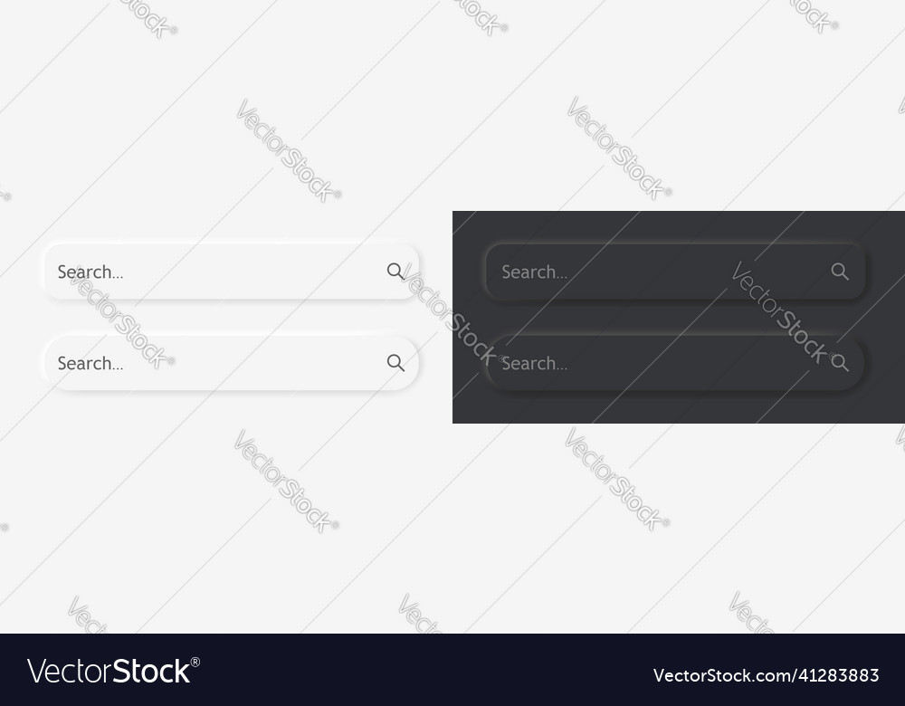 3d search bar neumorphism white-black ui search Vector Image