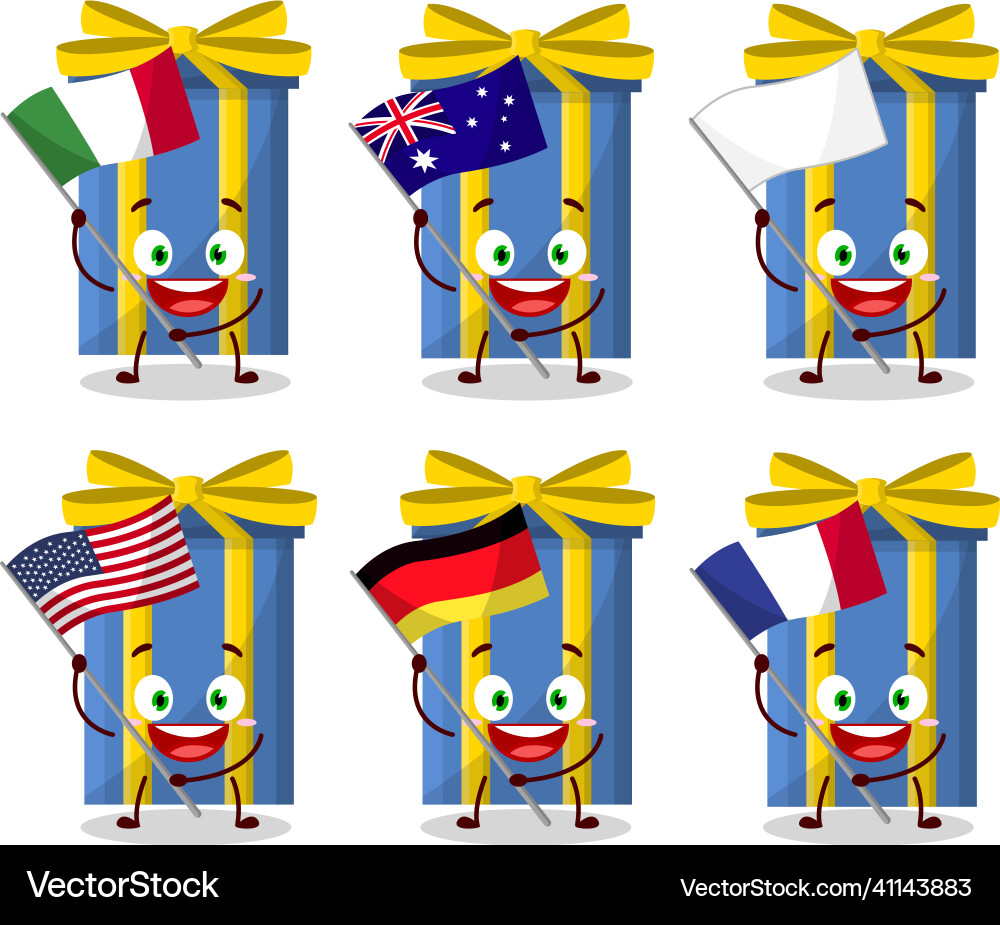 Blue long gift box cartoon character bring Vector Image