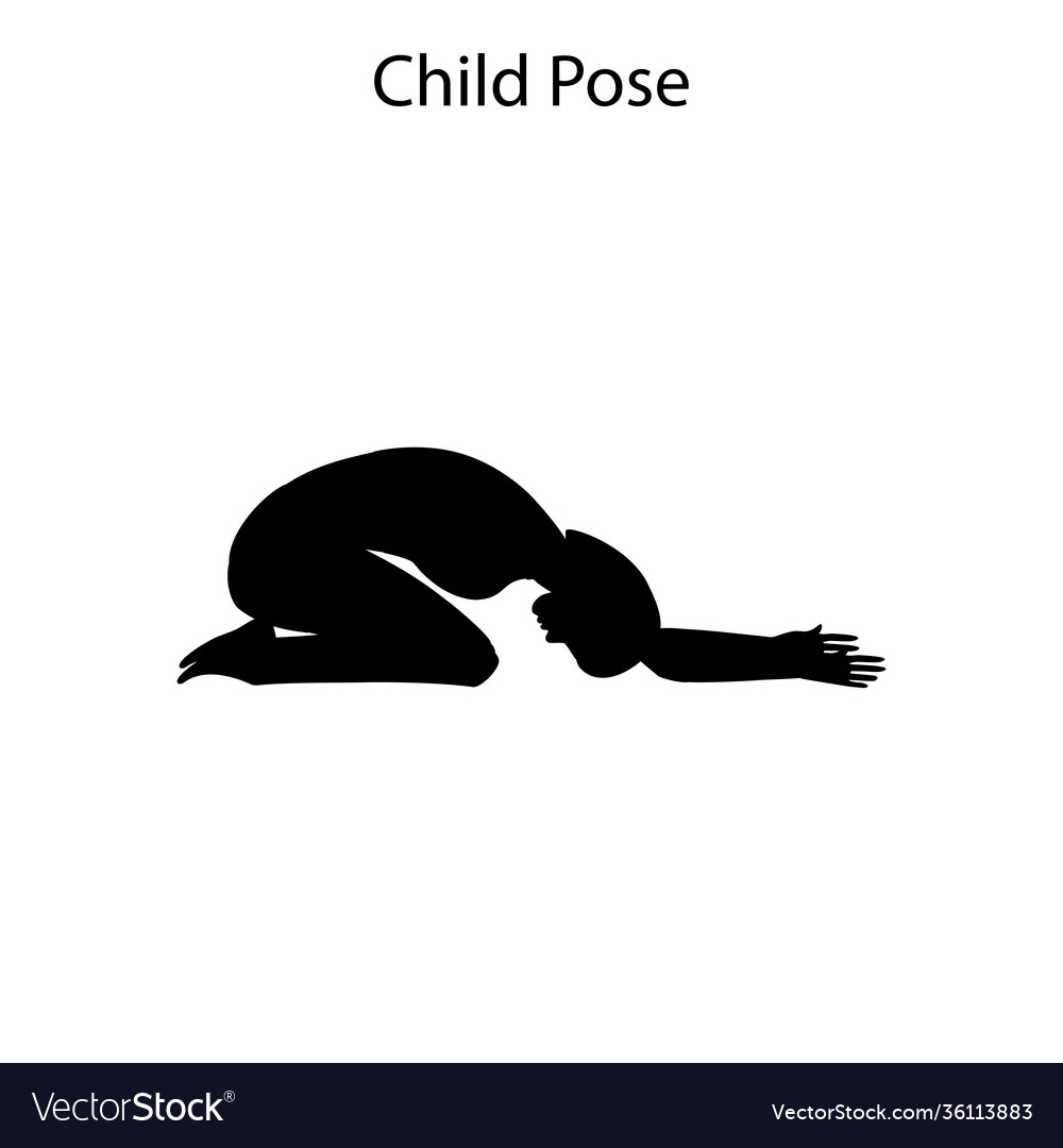 Child pose yoga workout silhouette healthy Vector Image Child pose yoga workout silhouette healthy Vector Image