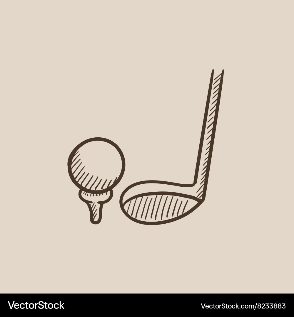 Golf ball and putter sketch icon Royalty Free Vector Image