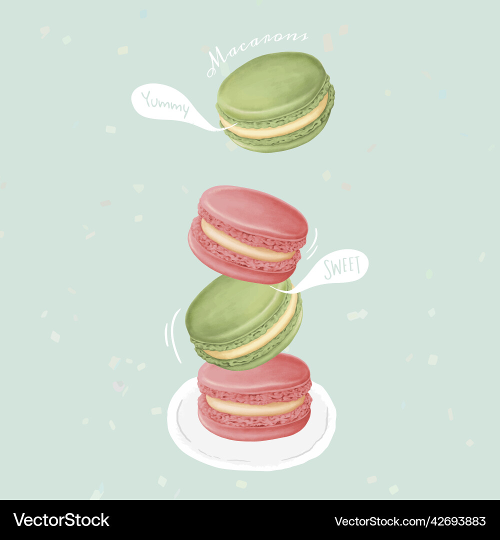 Hand drawn sweet macarons Royalty Free Vector Image