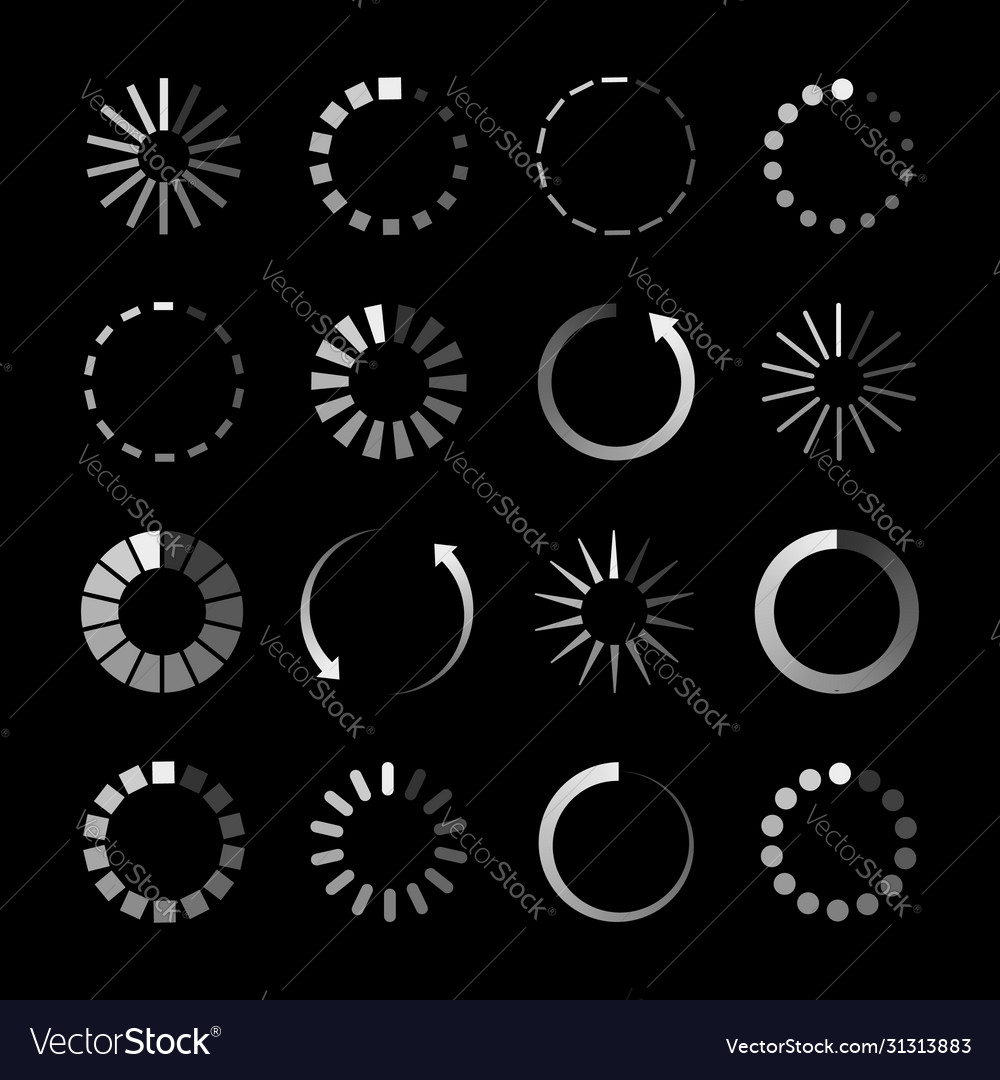Icons loader bar with circles for buffering Vector Image