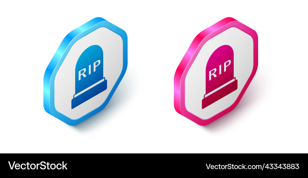 Isometric tombstone with rip written on it icon Vector Image