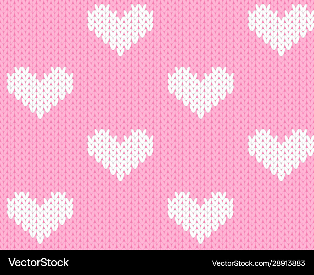 Knitting seamless background little hearts Vector Image
