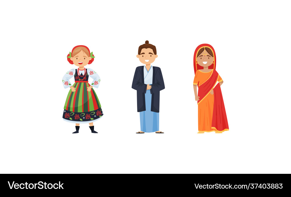 People characters wearing traditional ethnic Vector Image