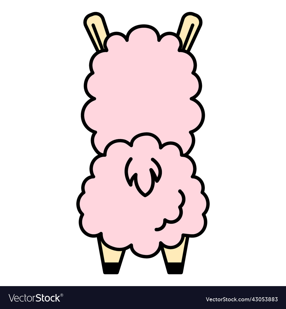 Pink llama back flat Royalty Free Vector Image