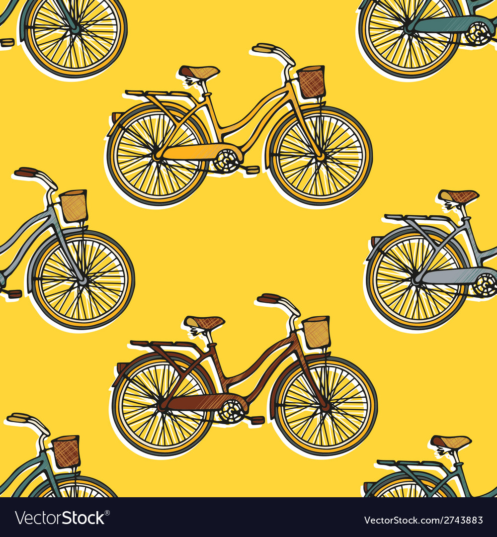 Seamless pattern with bicycles Royalty Free Vector Image