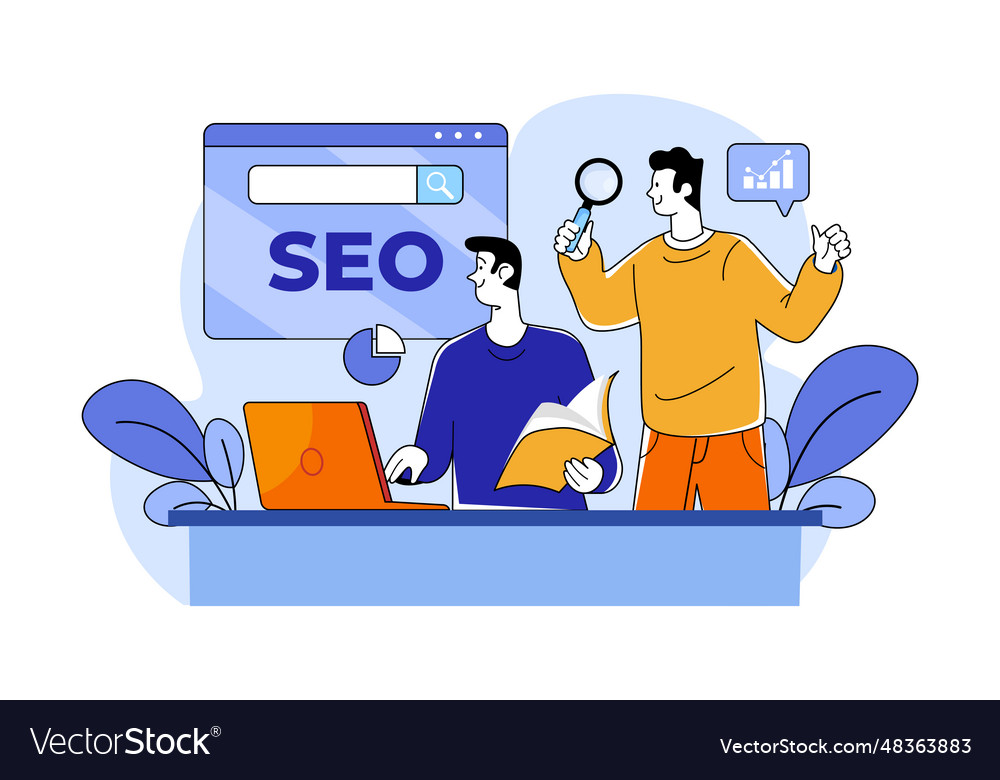 Search engine optimization concept on white Vector Image