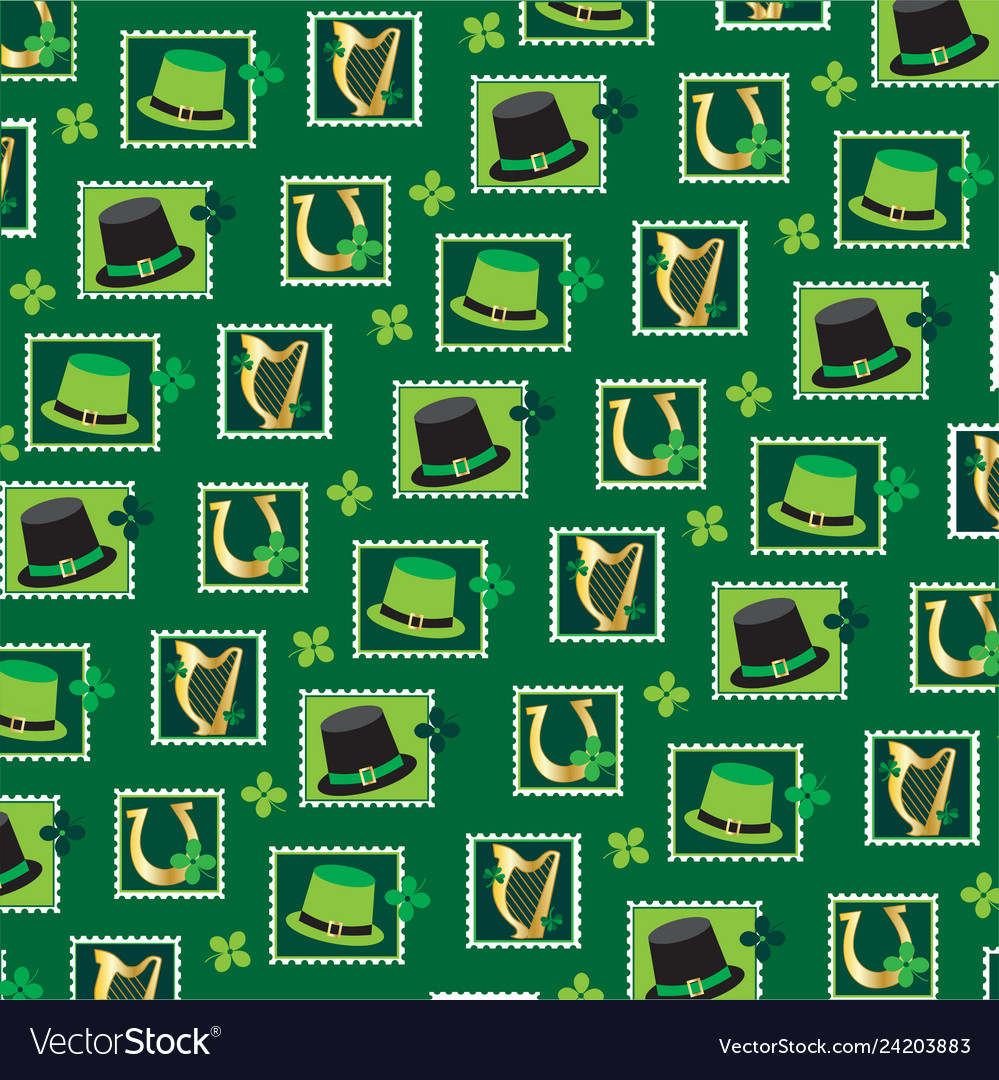 St patricks day stamp pattern Royalty Free Vector Image