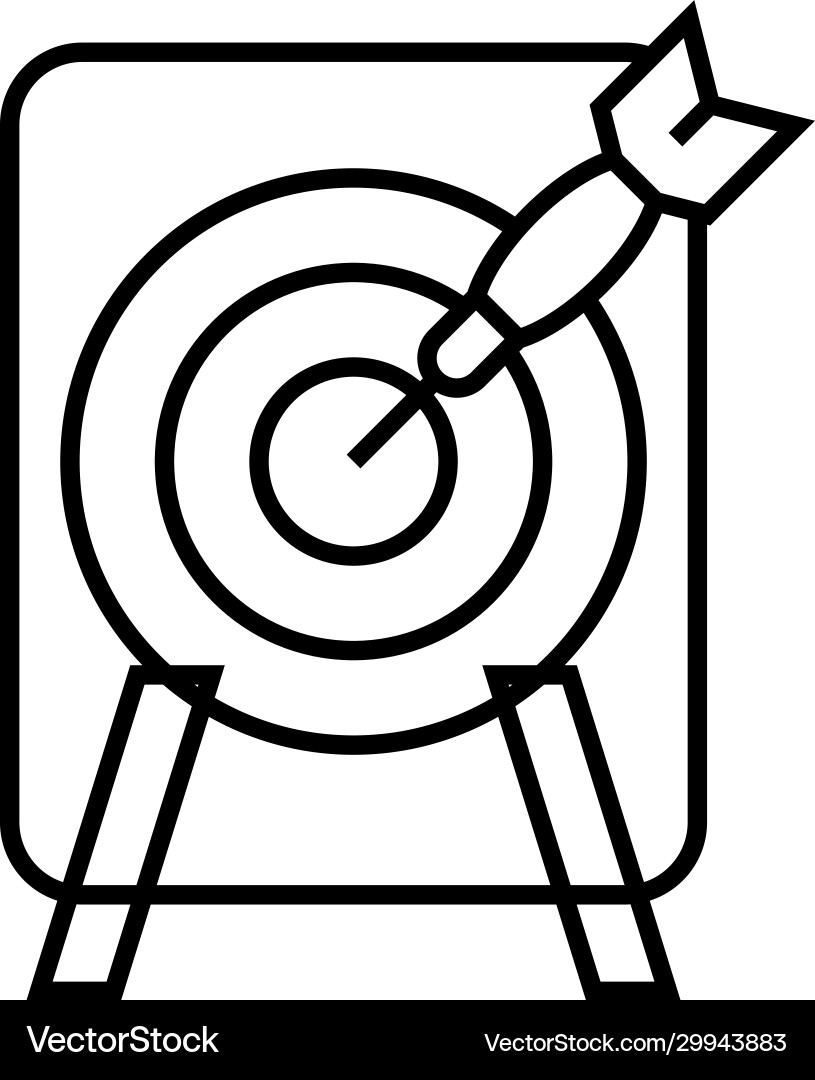 Target desk line icon concept sign outline Vector Image