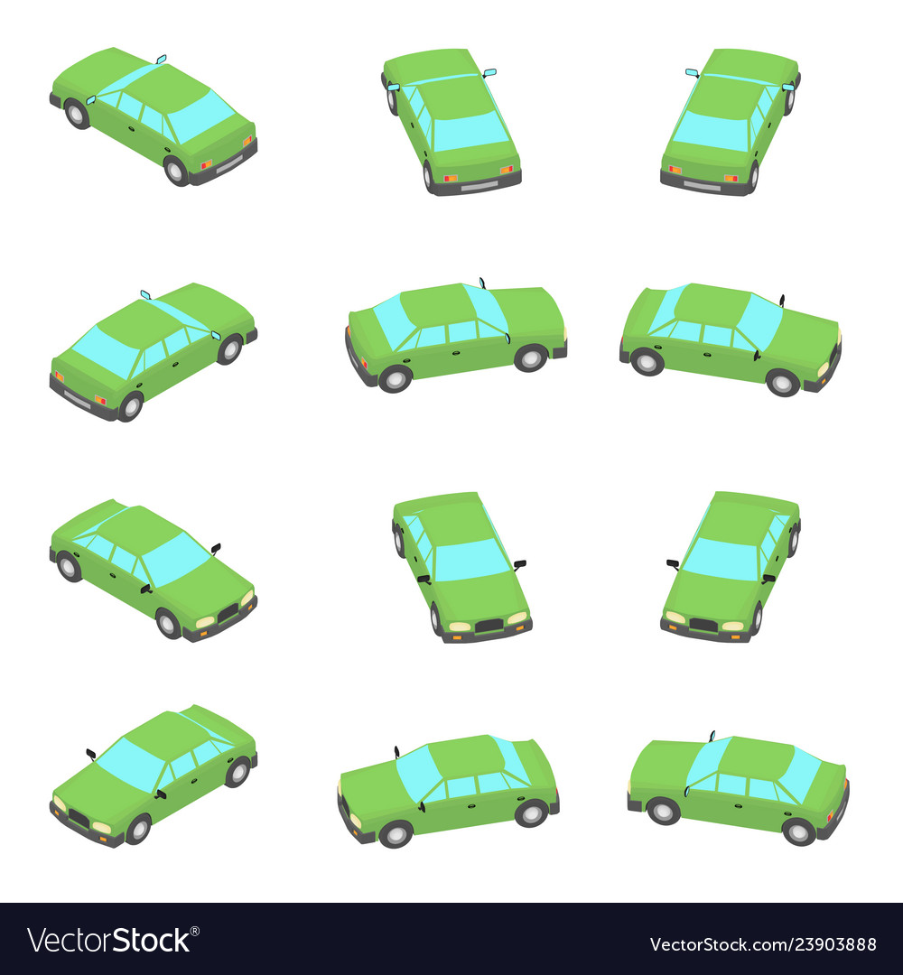 Animation of the rotation car in isometric Vector Image