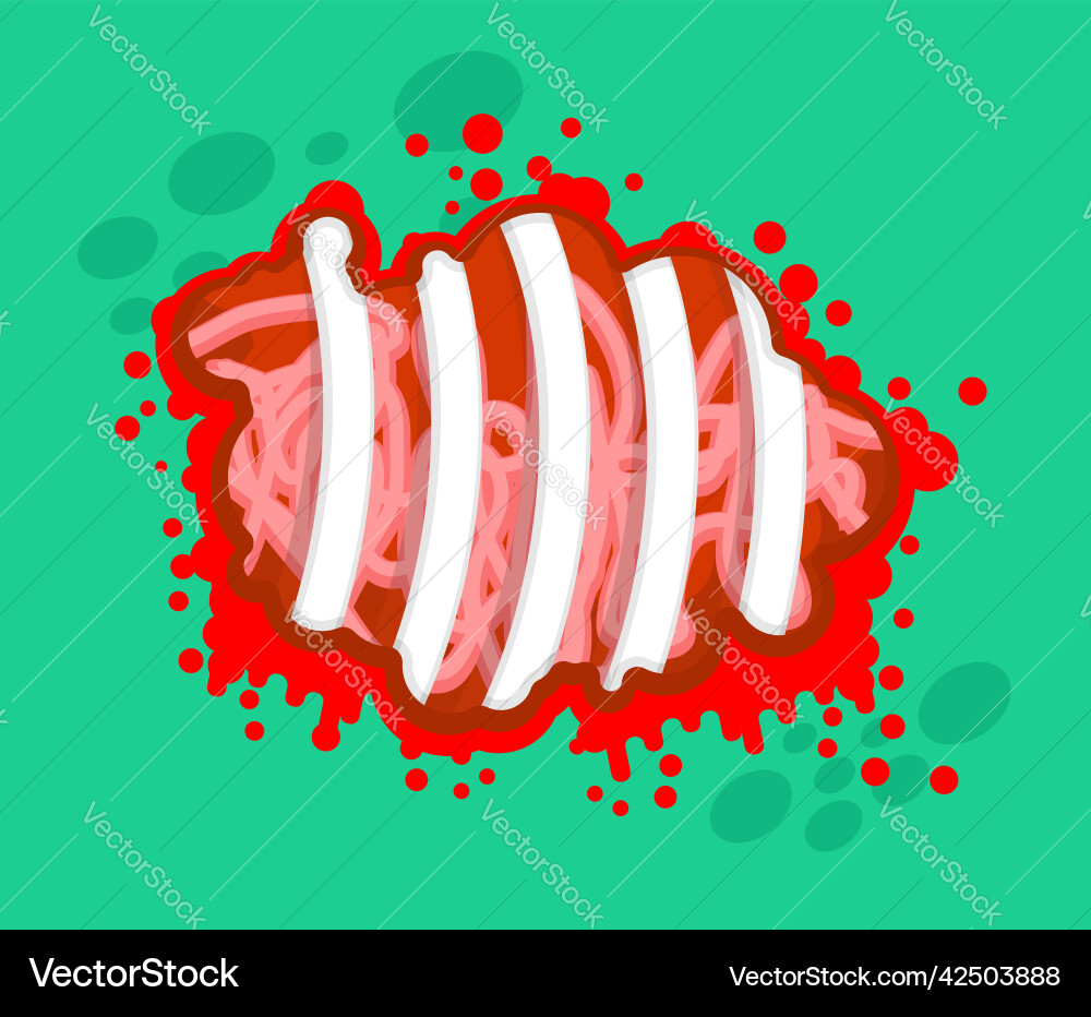 Belly zombie ribs and guts internal organs Vector Image