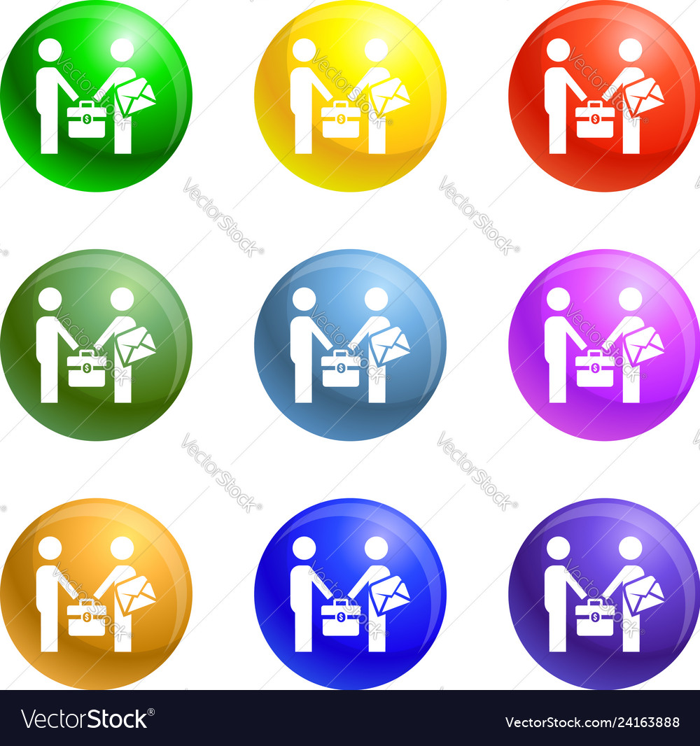 Businessmen bribery icons set Royalty Free Vector Image