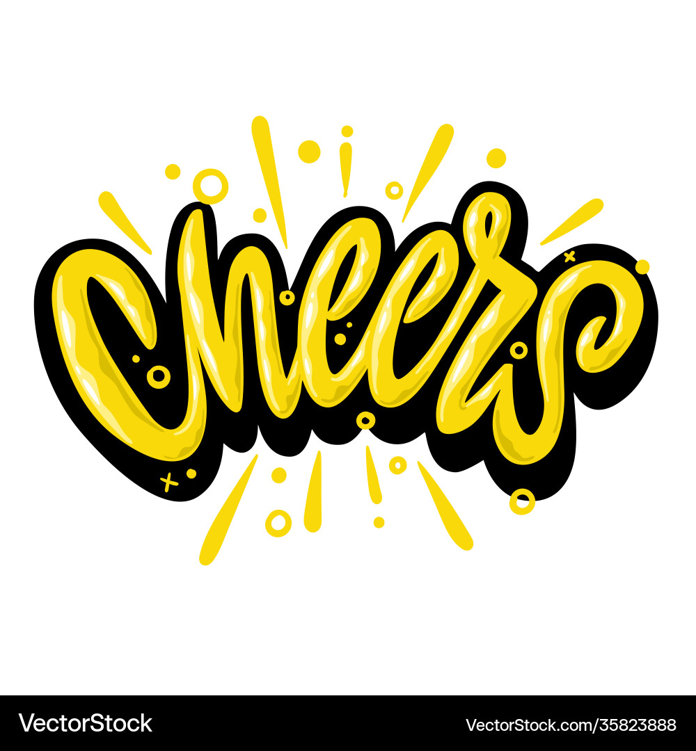 Cheers hand lettering colorful text design Vector Image