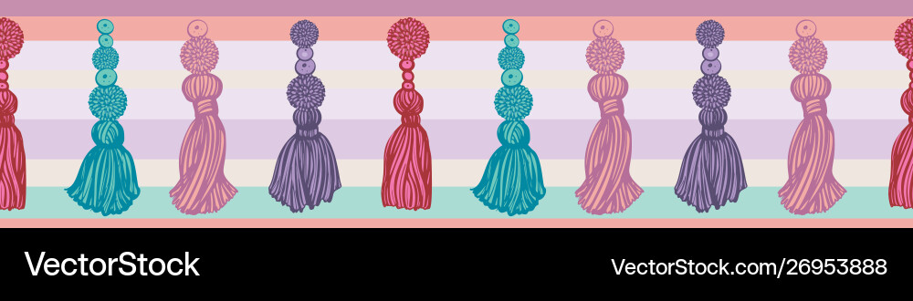 Decorative tassels pearls and ropes horizontal Vector Image