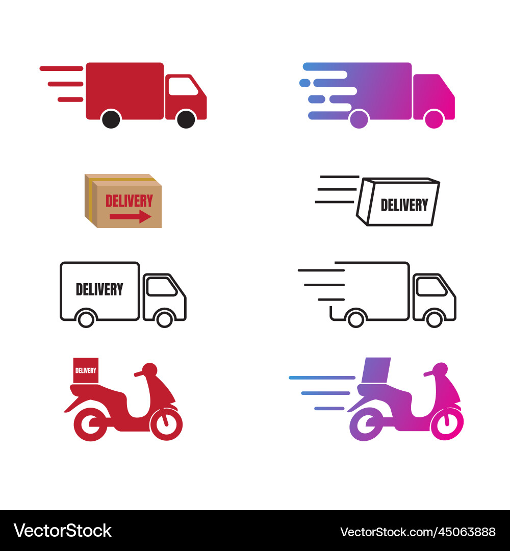 Delivery icon collection with eight choices Vector Image