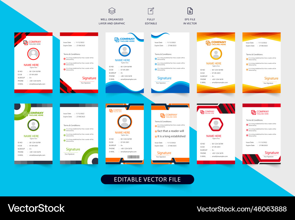 Employee id card collection for office Royalty Free Vector