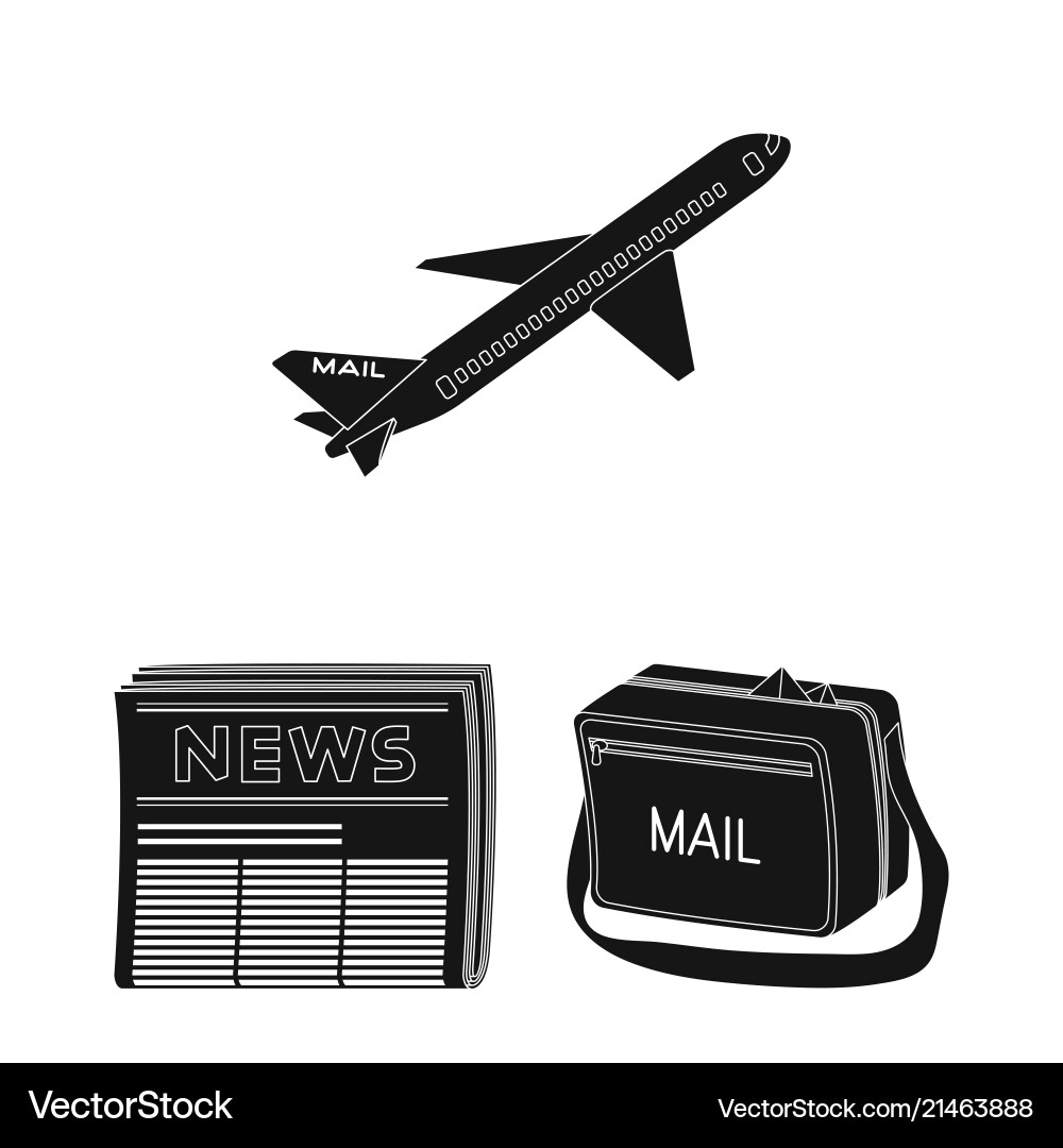 Mail and postman black icons in set collection Vector Image
