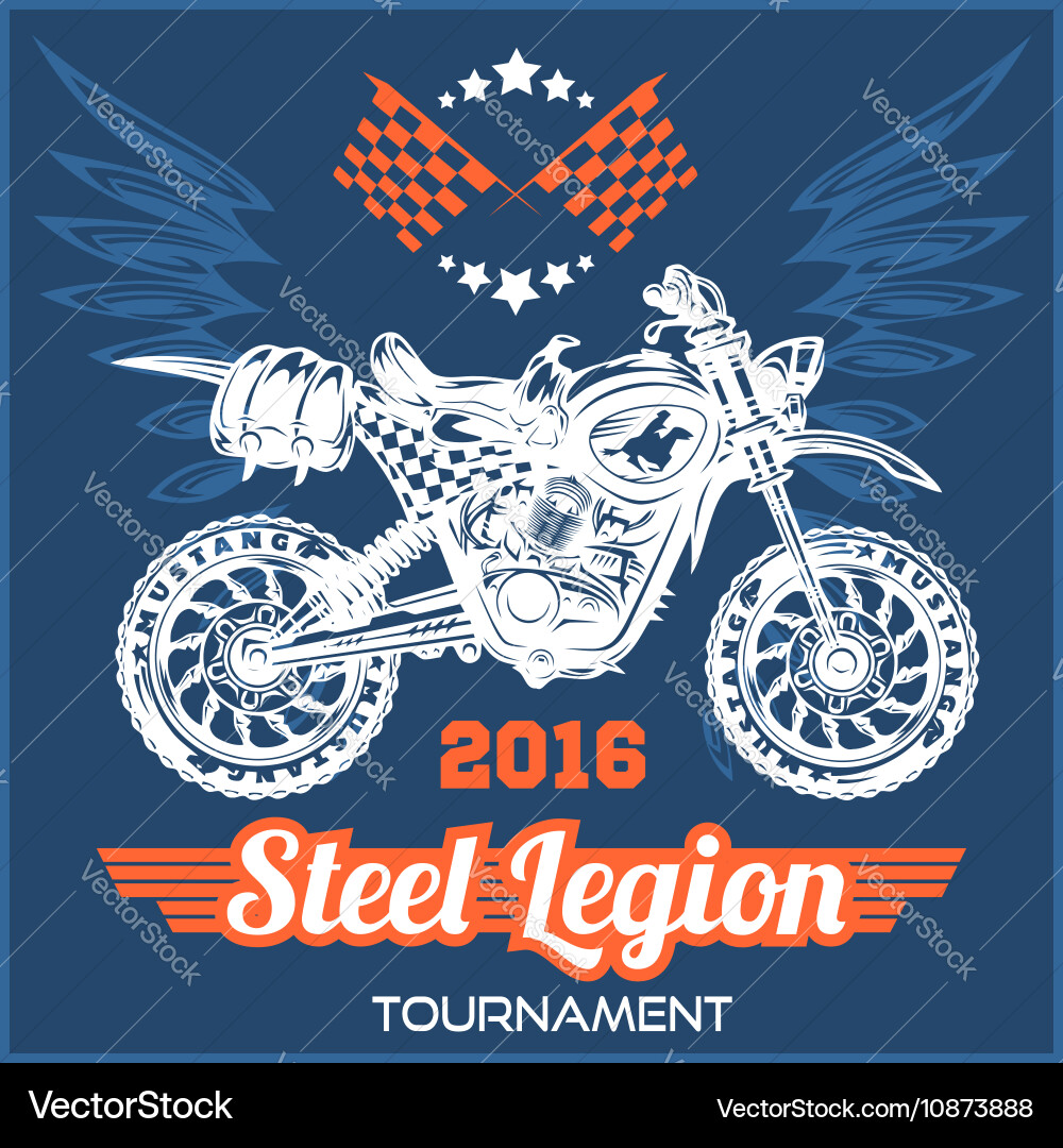 Motocross tournament emblem Royalty Free Vector Image