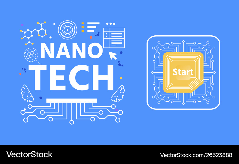 Nano tech lettering advertising abstract banner Vector Image