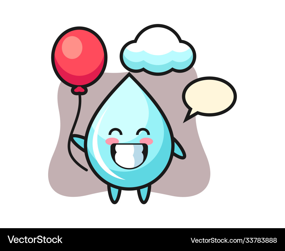 Water drop mascot is playing balloon Royalty Free Vector